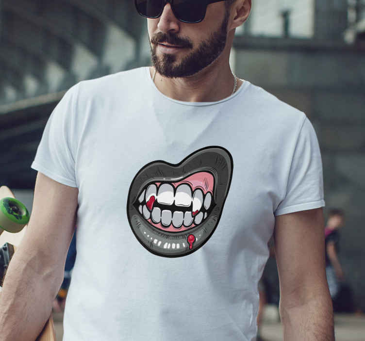 Bloody Fangs Vampire Halloween T Shirt Tenstickers