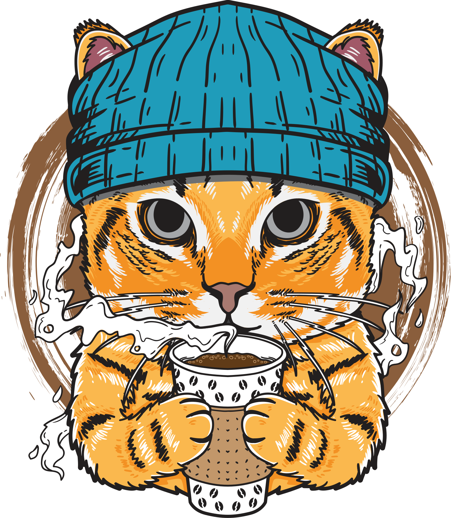 Cool Cat With Coffee T Shirt Tenstickers