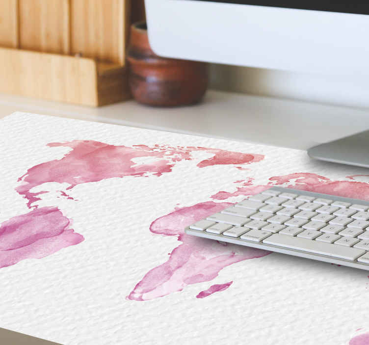 Mousepad Weltkarte Rosa Aquarell Tenstickers