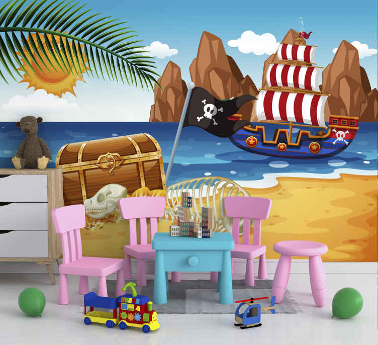 Mural Infantil Barco De Piratas Tesoro Tenvinilo