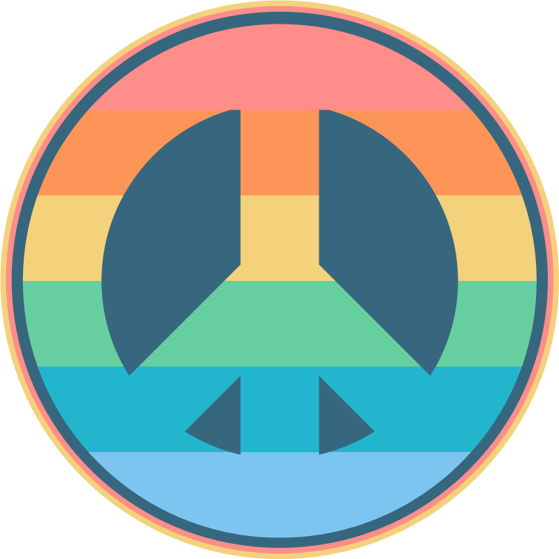 Pastel Rainbow Peace Symbol Retro Coasters Tenstickers