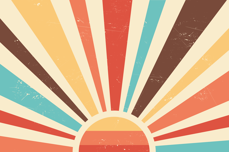 Abstract Vintage Sunset 70s Canvas Wall Art Tenstickers