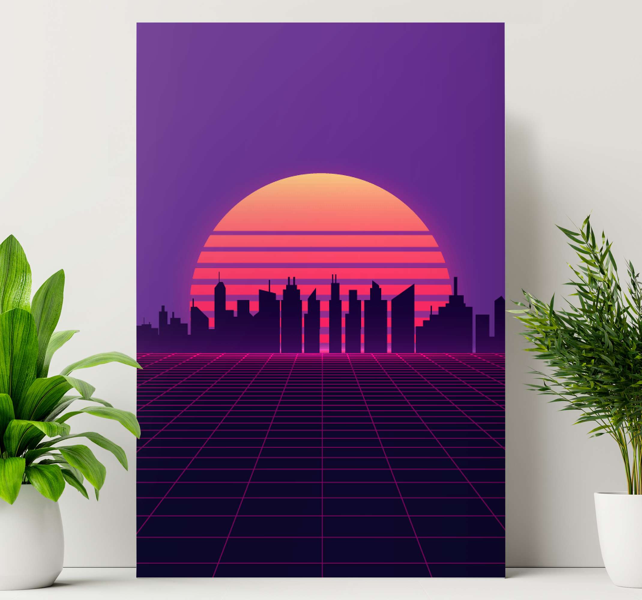 Cuadro Retro Vintage Puesta De Sol Vaporwave Estilo Años 80 Tenvinilo