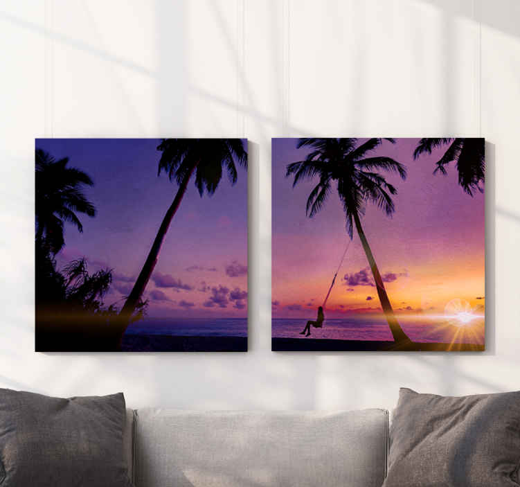 Sunset On The Beach Aesthetic Colours Landscape Wall Canvas Tenstickers