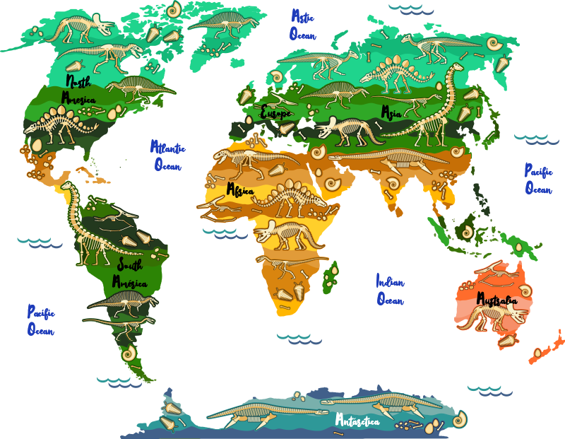 Dinosaur World Map Sticker Tenstickers