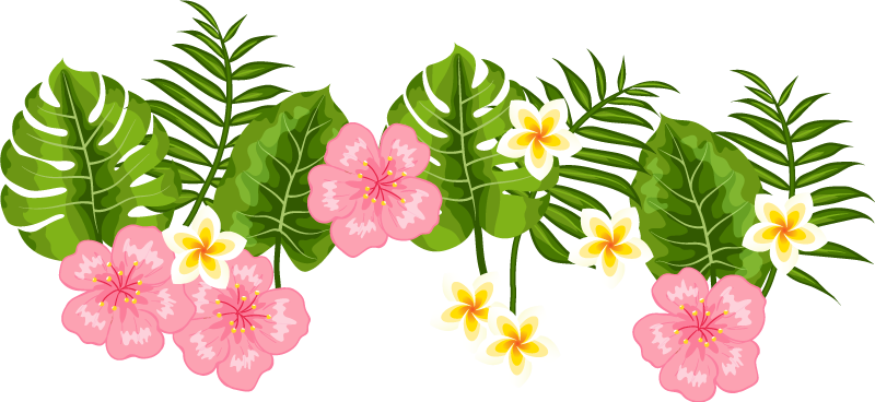 Plantas Vinil Folhas Tropicais Com Flores Tenstickers