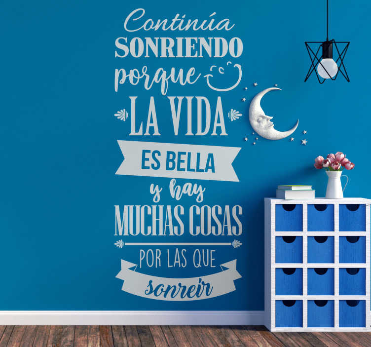 Vinilo Decorativo Frase Motivacional Sigue Sonriendo Tenvinilo