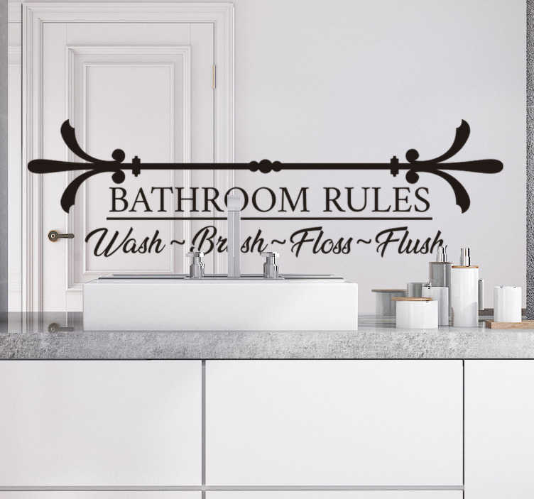 Bathroom Rules Text Wall Decal Tenstickers