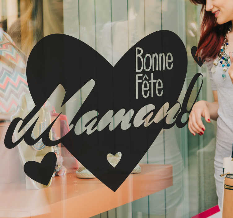 Sticker Bonne Fête Maman Cœur Tenstickers