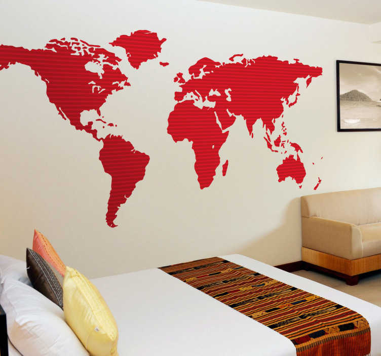 Red World Map Wall Sticker Tenstickers