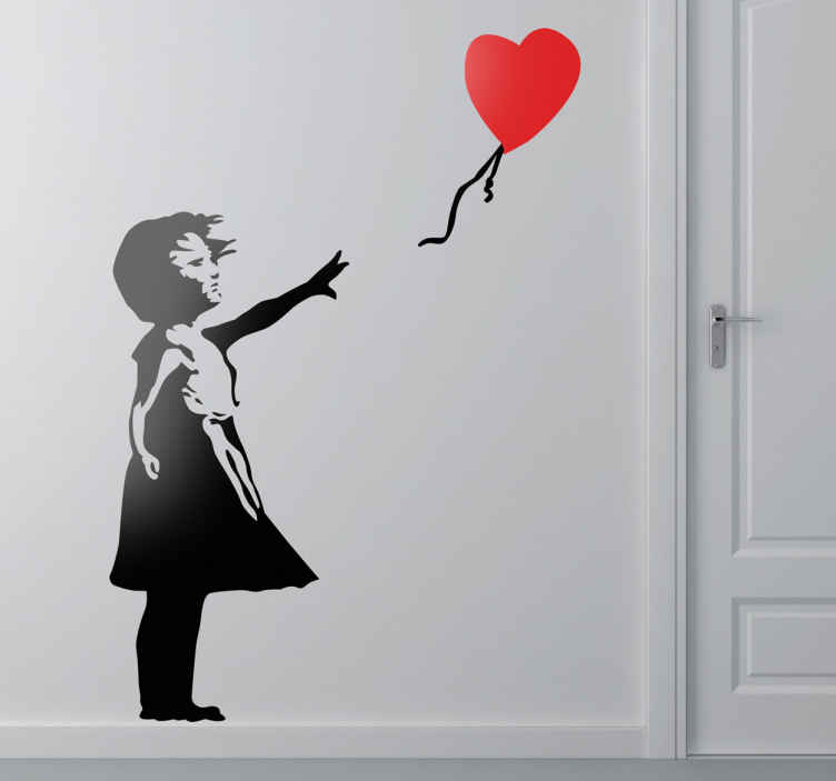 Sticker Mural Chambre Banksy Fille Au Ballon Cœur Tenstickers