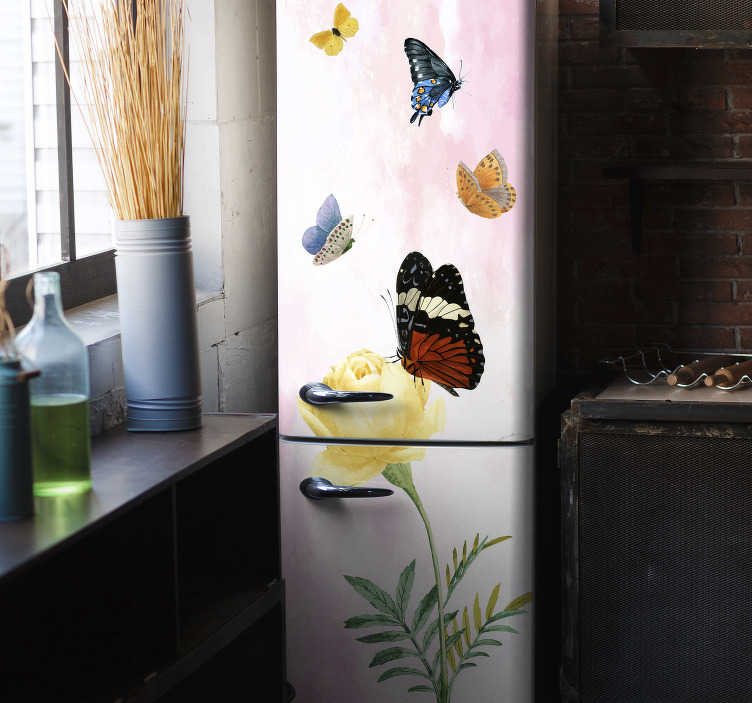 Butterfly Floral Arrangement Fridge Sticker