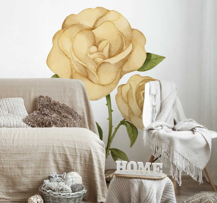 Golden Rose Flower Wall Decor Tenstickers