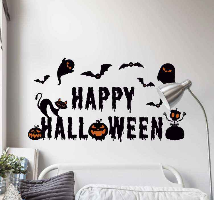 Vinilo Infantil Halloween Frase Happy Halloween Tenvinilo