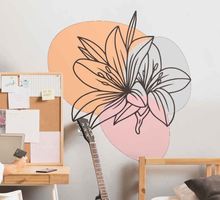 Vinilo De Flor Lindo Par De Flores De Diseño Minimalista Tenvinilo