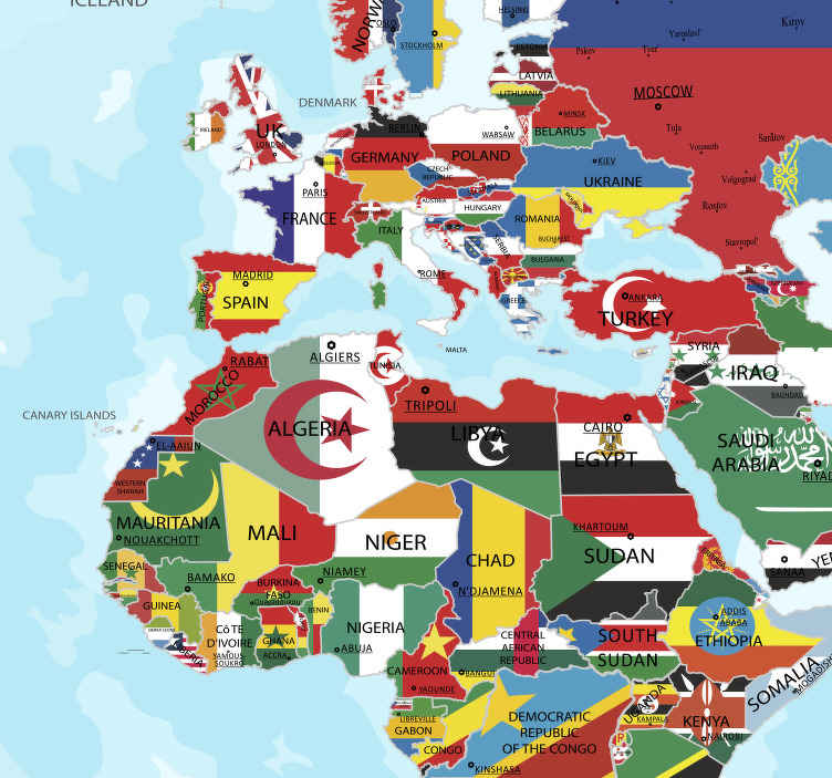 Flags Of The World Map Wall Sticker Tenstickers