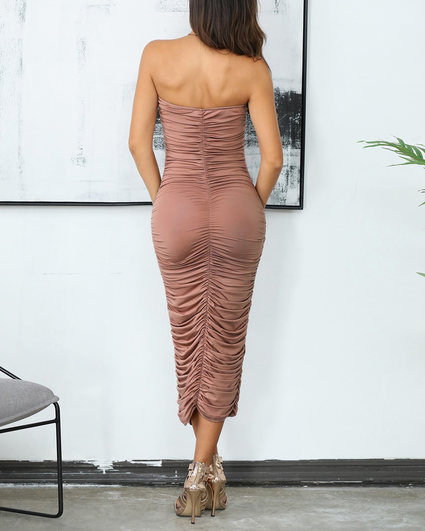 Ruched Design Tube Slinky Dress