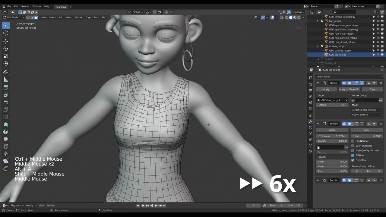 Timelapse Shirt And Pants Retopology Pt1 Stylized Character Workflow