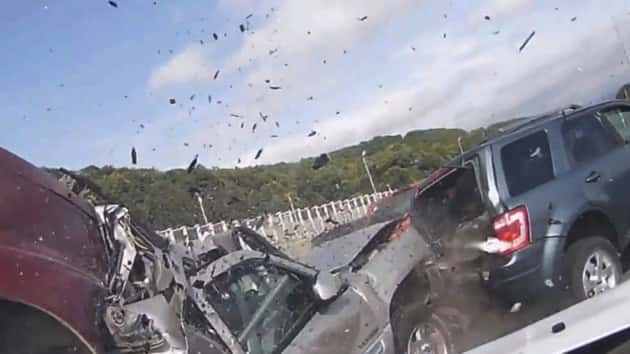 Harrowing Dashcam Footage Of 10 Car Crash Shows People Rescuing Woman