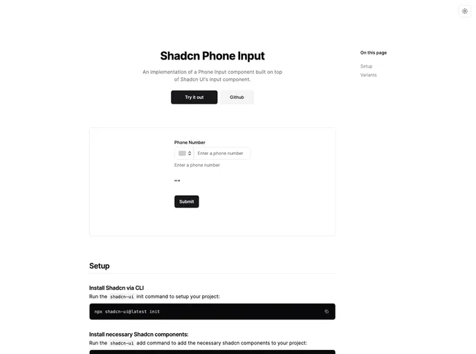 Shadcn Phone Input By Omeralpi A Nextjs Template Built At Lightspeed