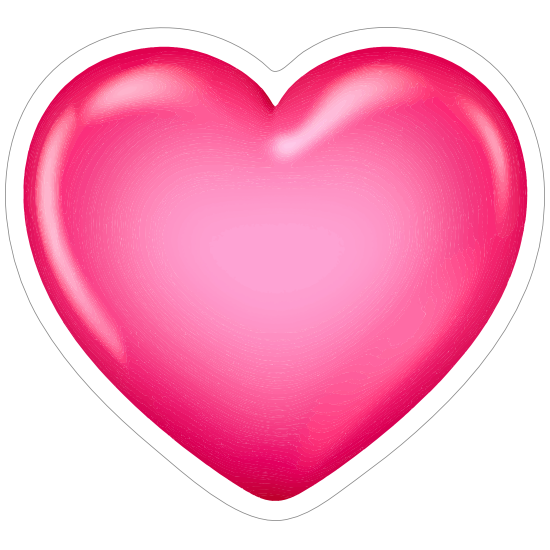 Shiny Pink 3d Heart Sticker