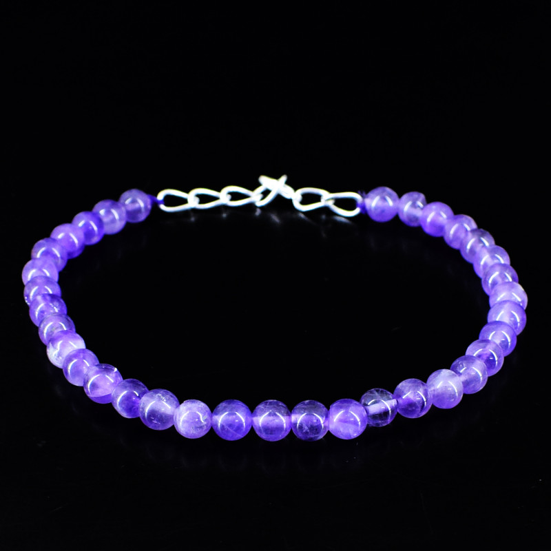 Purple Amethyst Round Beads Bracelet