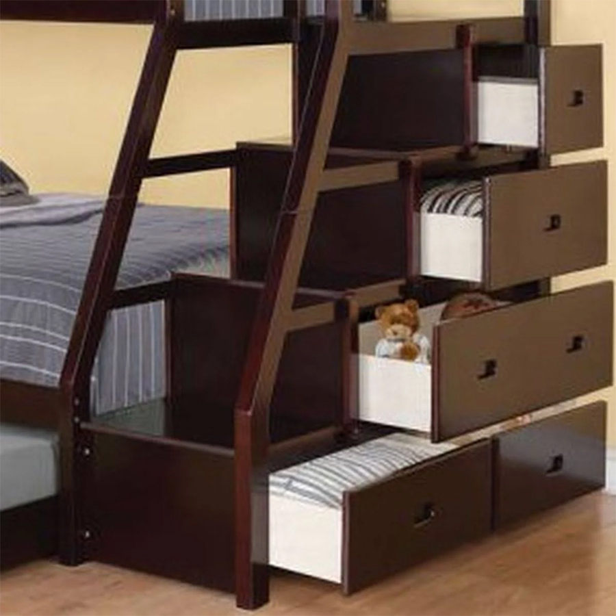 Jason Twin Over Full Bunk Bed With Storage Ladder And Trundle