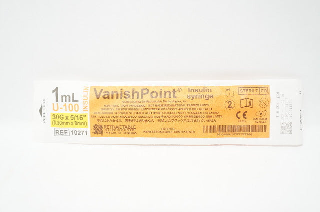 Retractable 10271 Vanishpoint Insulin Syringe 1ml U 100 30g 516inch X