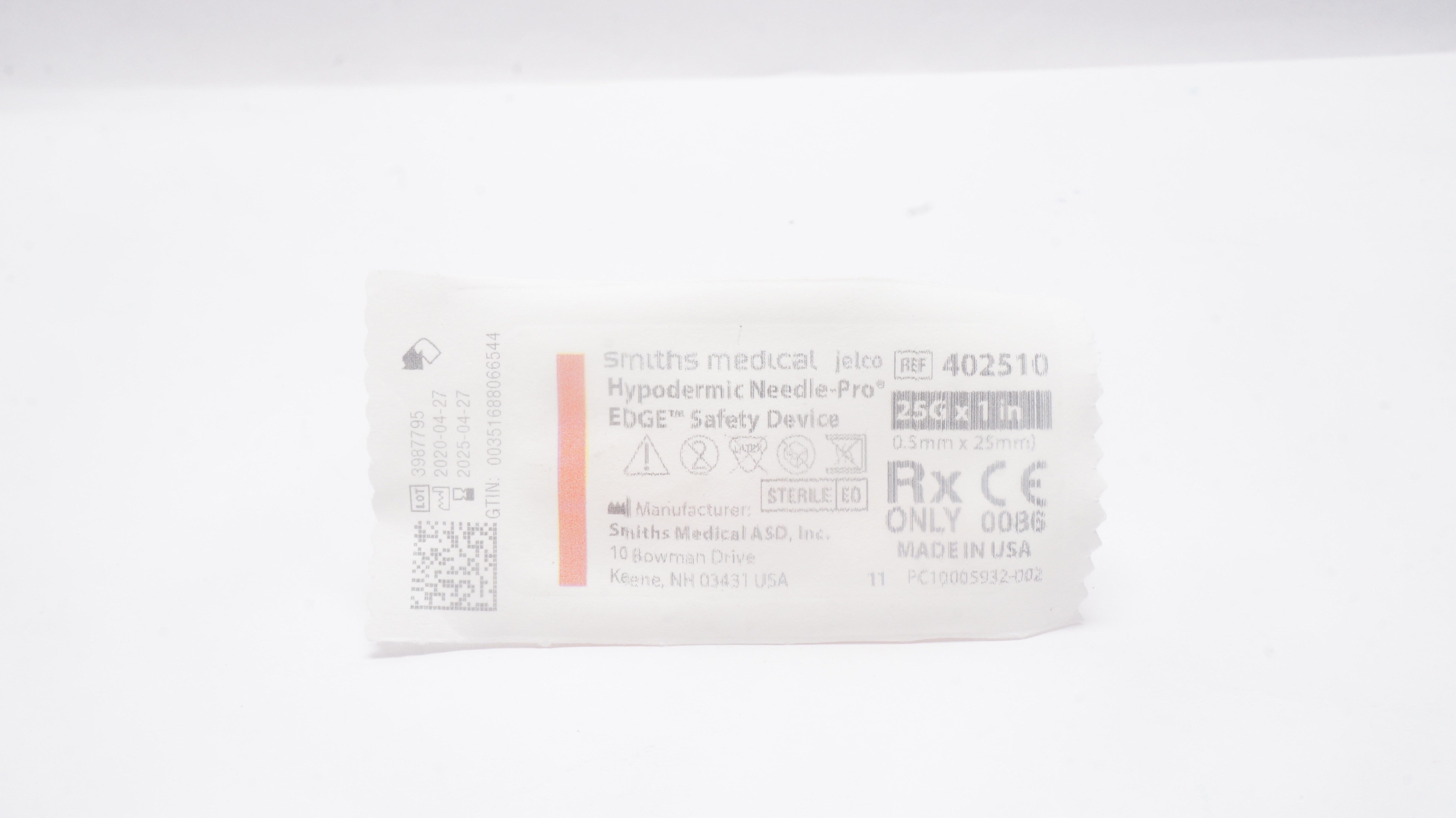 Smiths Medical 402510 Hypodermic Ndle Pro Edge Safety Device 25g X 1inch