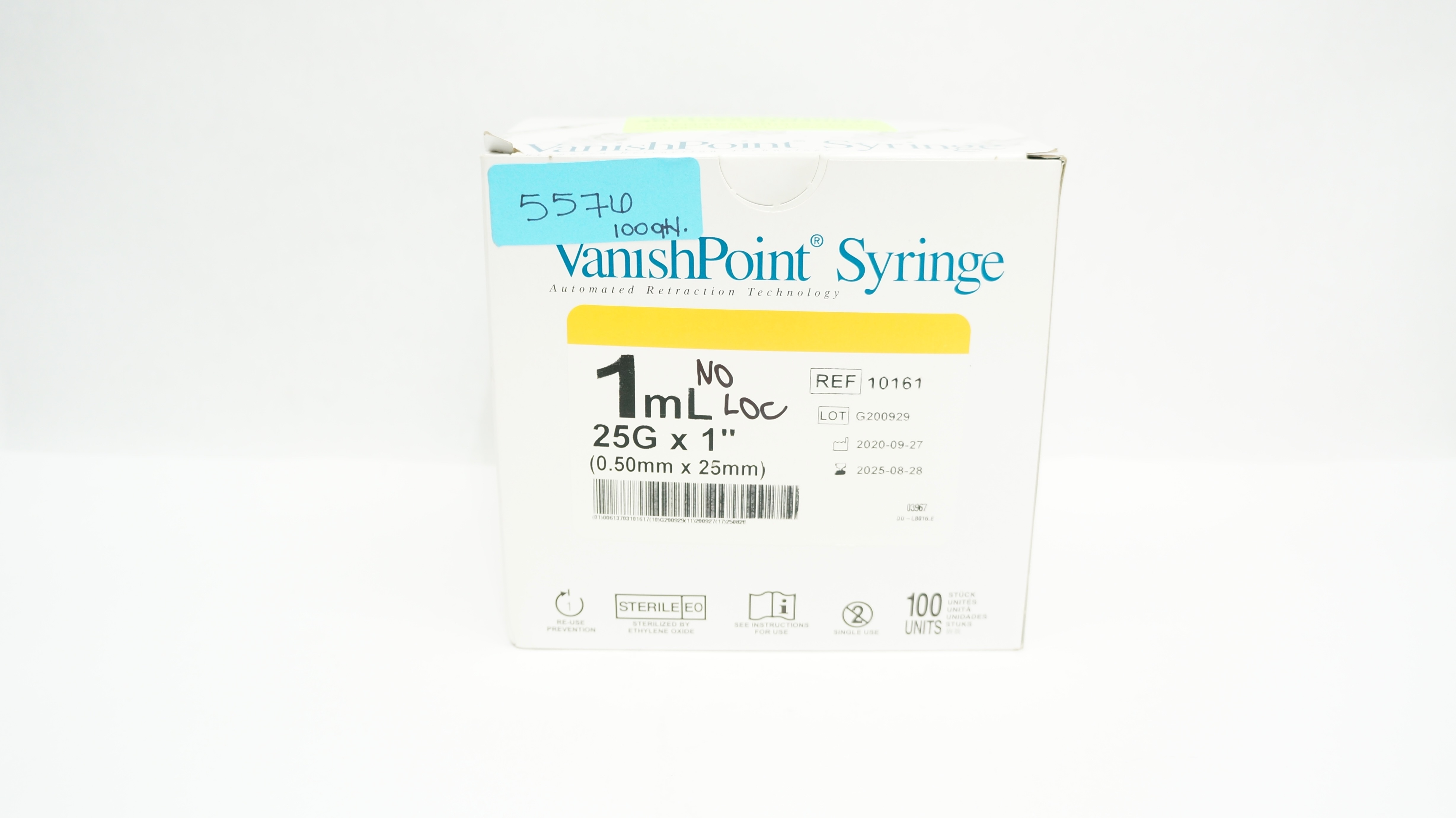 Retractable Technologies 10161 Vanishpoint Syringe 1ml 25g X 1inch