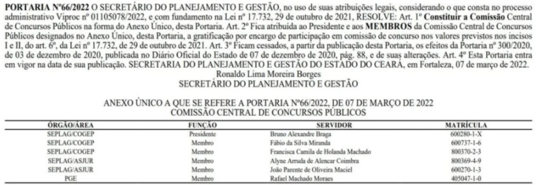 Concurso Seplag Ce Nova Comissão é Formada