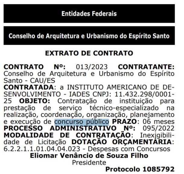 Concurso Cau Es Banca Definida Para Novo Edital