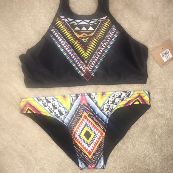 Earthbound Swim Nwts Earthbound Black And Print Bikini Poshmark