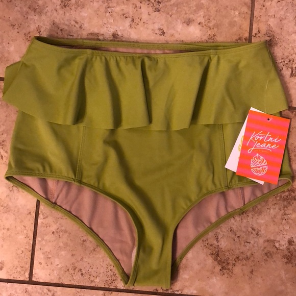 Kortni Jeane Swim Nwt Kj Green Tea Peplum Bottoms Poshmark