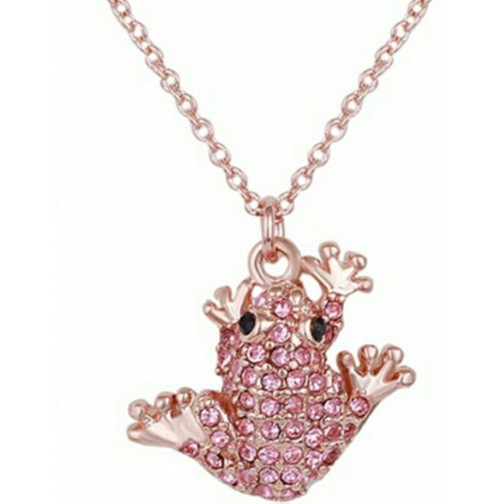 Kate Spade Crystal Pav Swamped Frog Necklace Gem