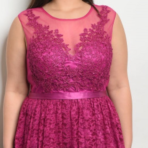 Dresses Plus Size Magenta Pink Lace Long Maxi Formal Dress Poshmark