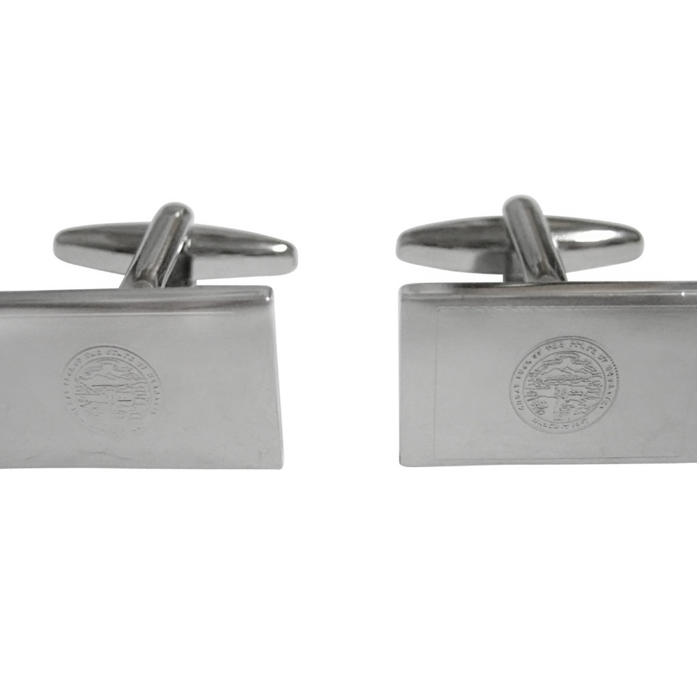 Silver Toned Etched Nebraska State Flag Cufflinks Gem