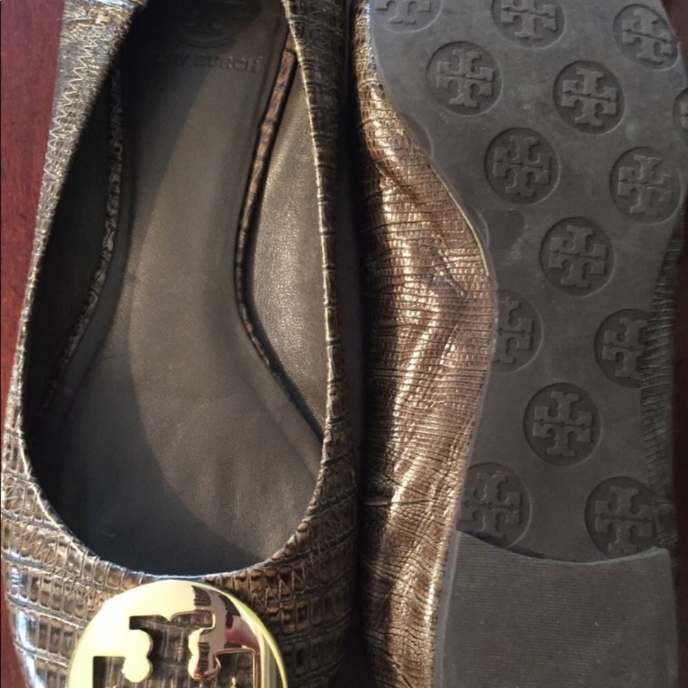 Tory Burch Crocodile Embossed Ballet Flats Gem