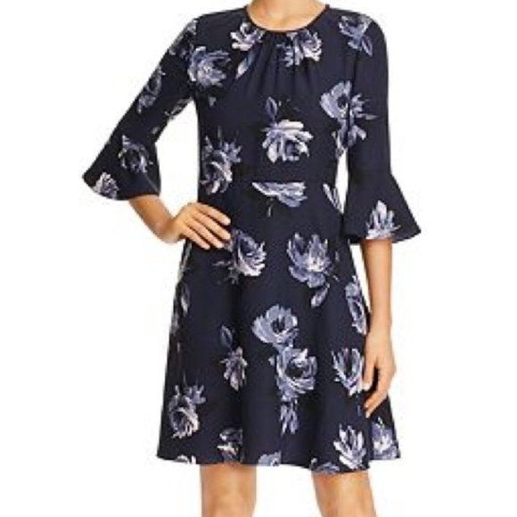 Kate Spade Dresses Kate Spade Night Rose Crepe Bell Sleeve Dress