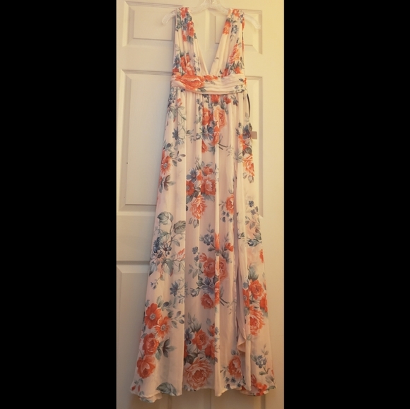 Lulus Dresses Garden Meandering Blush Floral Print Maxi Dress