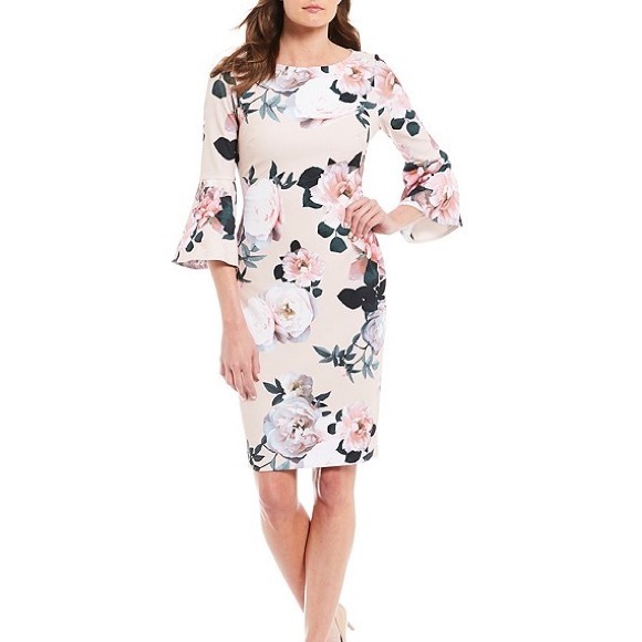 Calvin Klein Dresses Calvin Klein Floral Bell Sleeve Sheath Dress 6