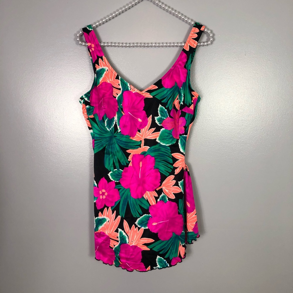 Vintage Robbie Len Floral One Piece Swimsuit Gem