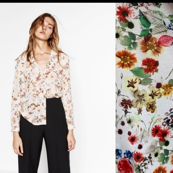 Zara Tops Zara Floral Print Blouse Poshmark