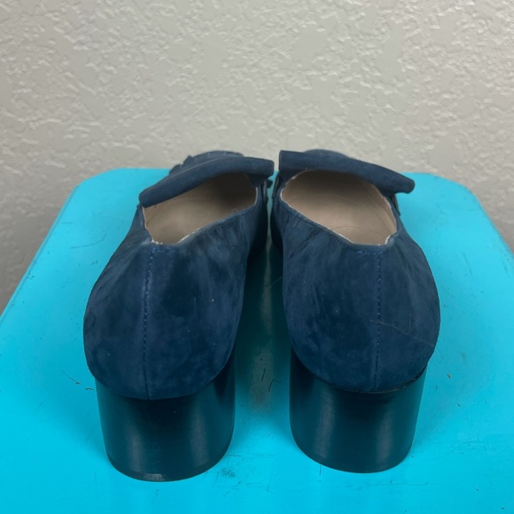 J Jill Shoes J Jill Navy Suede Penny Loafer Chunky Kitten Heel