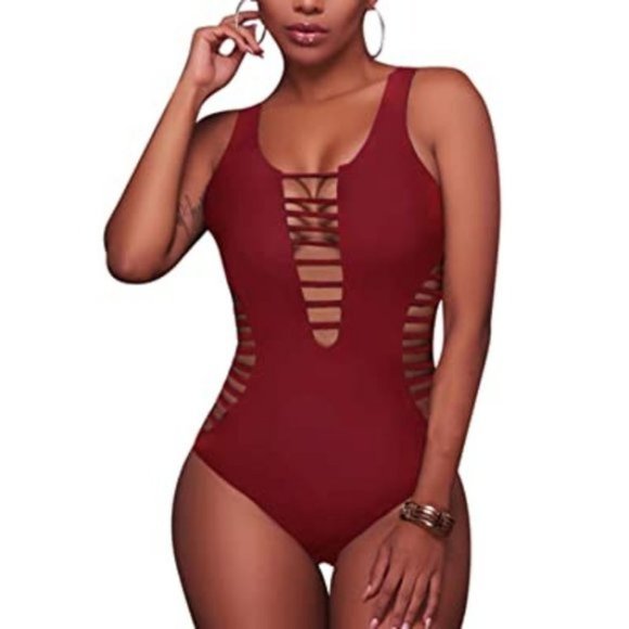 Aqua Eve Swim Aqua Eve Sexy Plunge V Neck Cutout One Piece Nwt