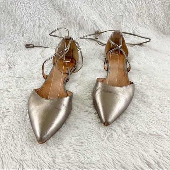 Halogen Shoes Halogen Oliver Metallic Ankle Wrap Dorsay Flat Poshmark