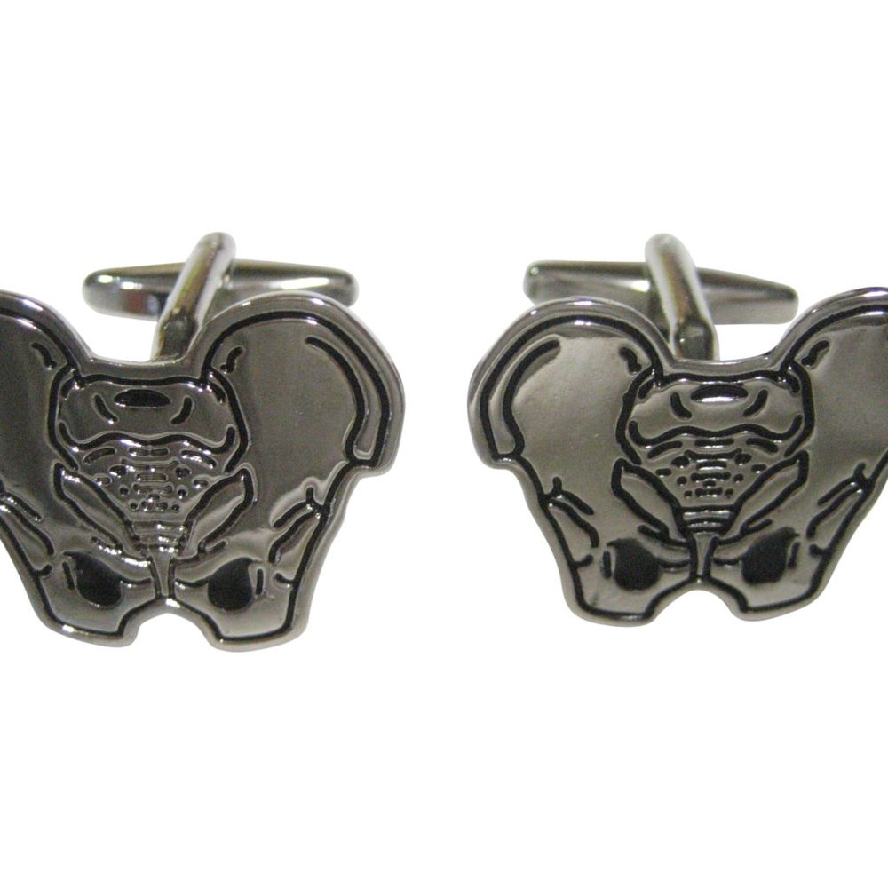 Silver Toned Anatomical Pelvis Cufflinks Gem