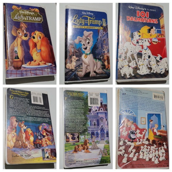 Disney Media Lot Of 3 Vintage Walt Disney Vhs Lady And The Tramp 2