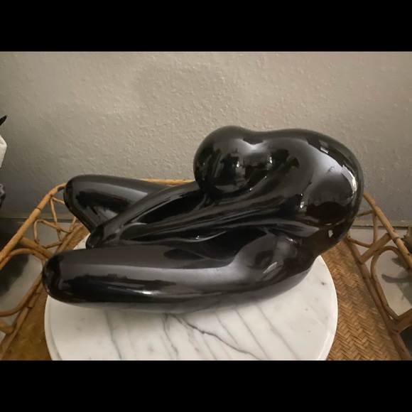 Accents Vintage Black Ceramic Or Porcelain Naked Body Sculpture