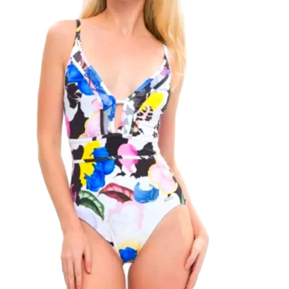 Sunseeker Swim Sunseeker Floral Bloom Plunge One Piece Swimsuit